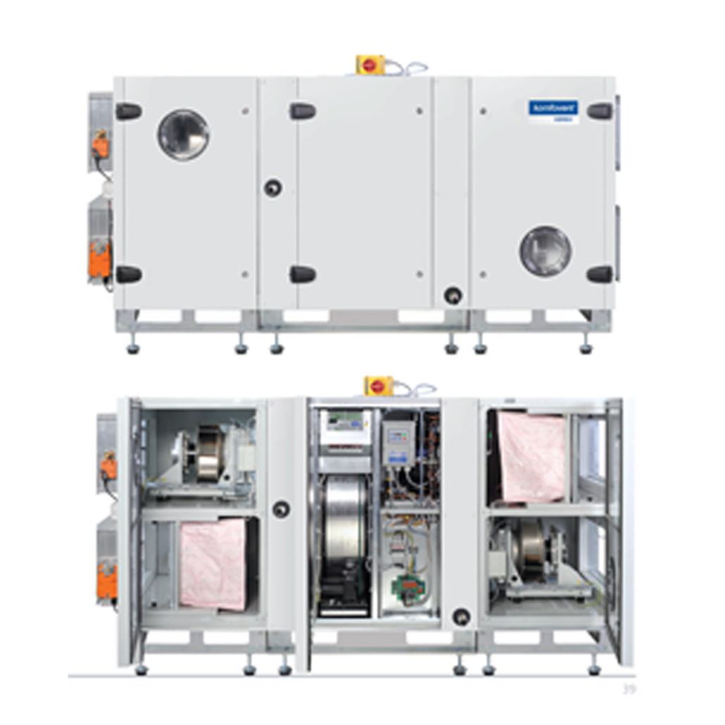 luchtbehandeling met een warmtewiel en DX warmtepomp